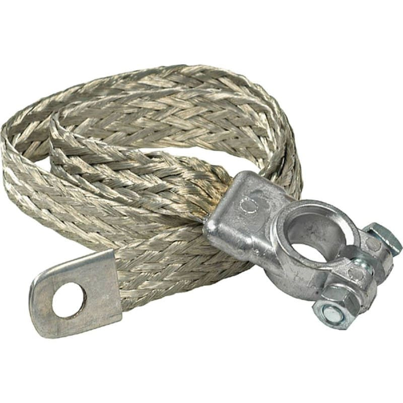 24" 4GA Braided Ground Strap - Post Type Battery Terminal & Flat Eyele ...